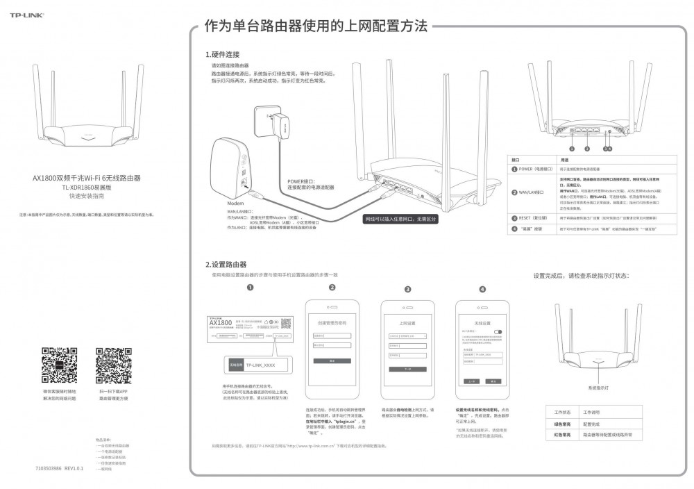 TL-XDR1860 quick installation guide page 1