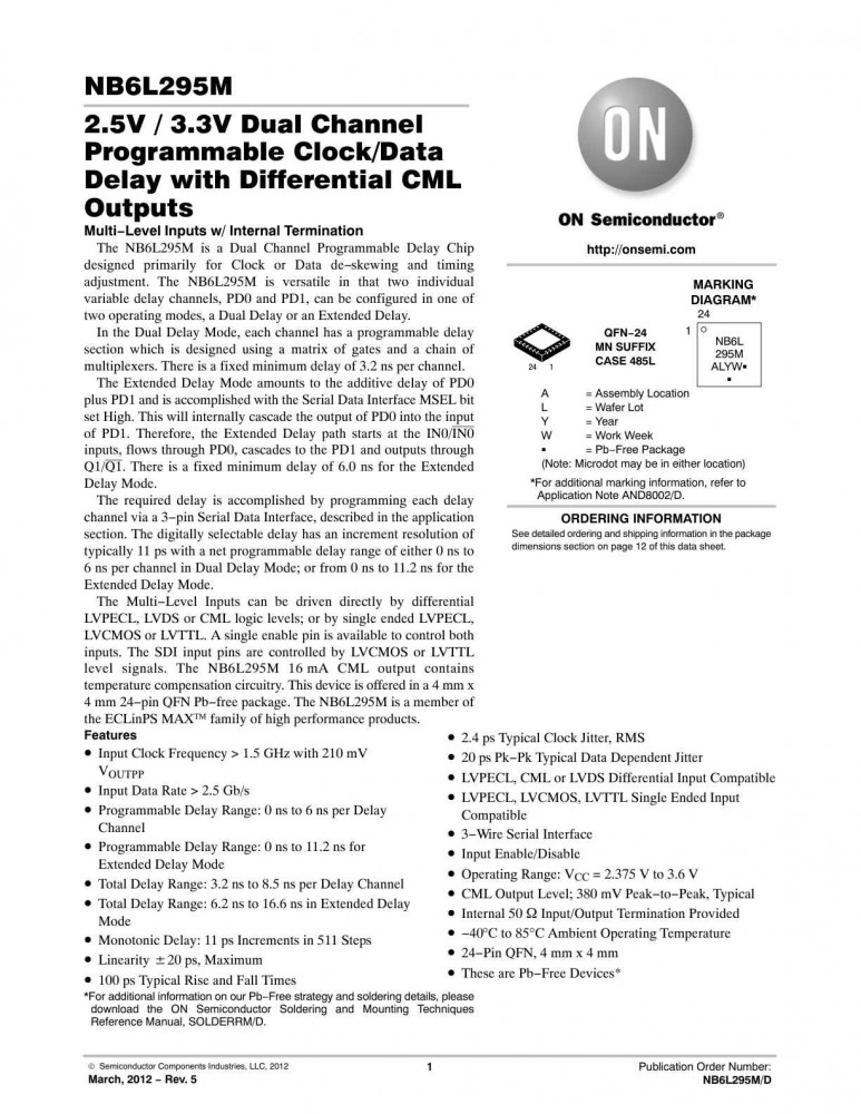NB6L295MMNTXG datasheet page 1
