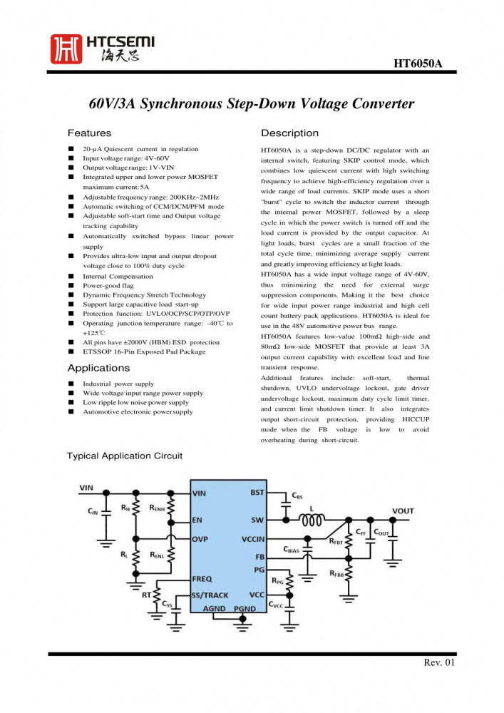 HT6050AREZ datasheet page 1