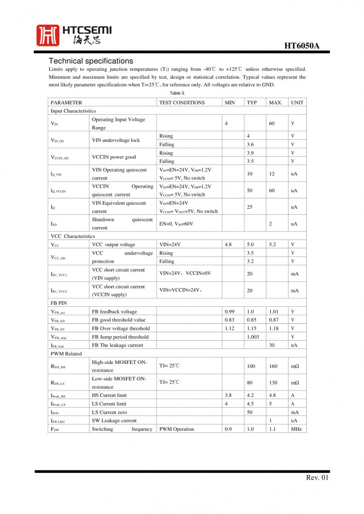HT6050AREZ datasheet page 4