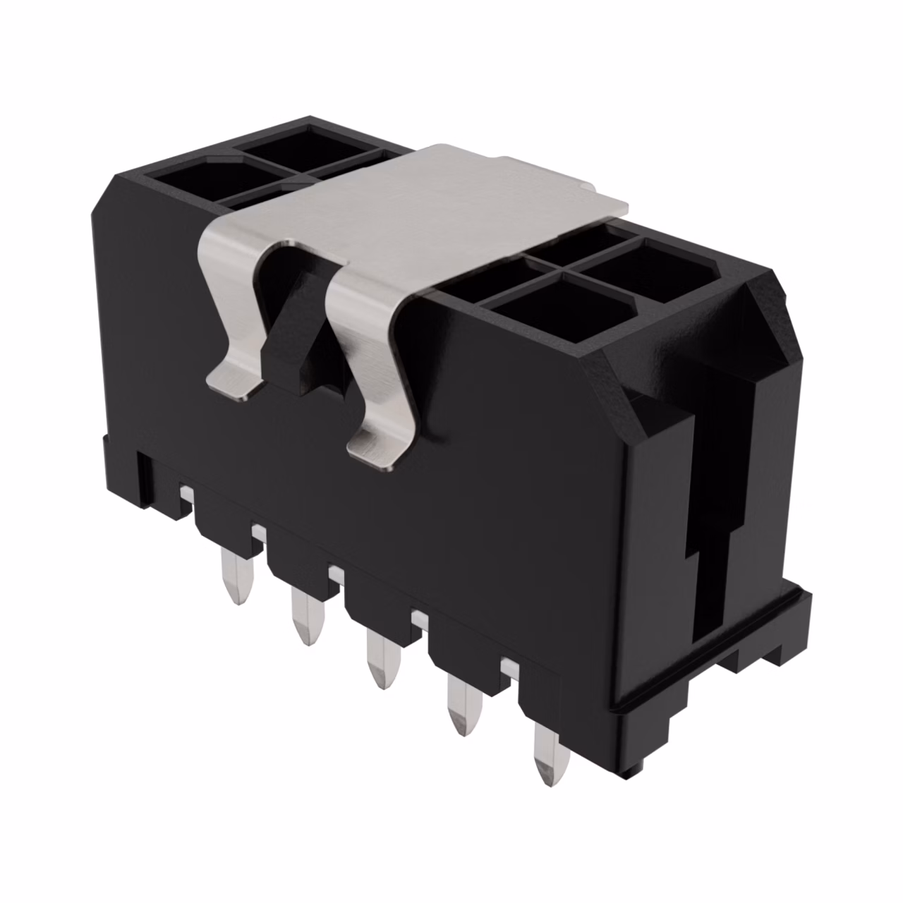 Micro-Fit 3.0 Vertical Header, 3.00mm Pitch, Dual Row, 10 Circuits, Straight Tail, with PCB Polarizing Peg, 0.76µm Gold Plating, Glow-Wire Capable, Black, Tape and Reel, with Pick and Place Cap for sale
