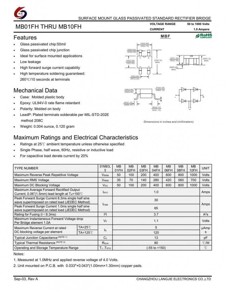 MB10FH datasheet page 1