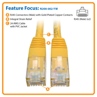 EATON N200-002-WH Modular Ethernet Cable (RJ45/RJ11)