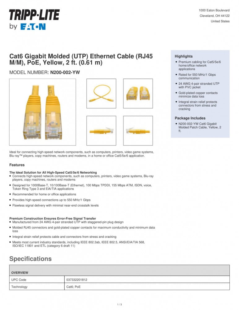 N200-002-YW technical document page 1