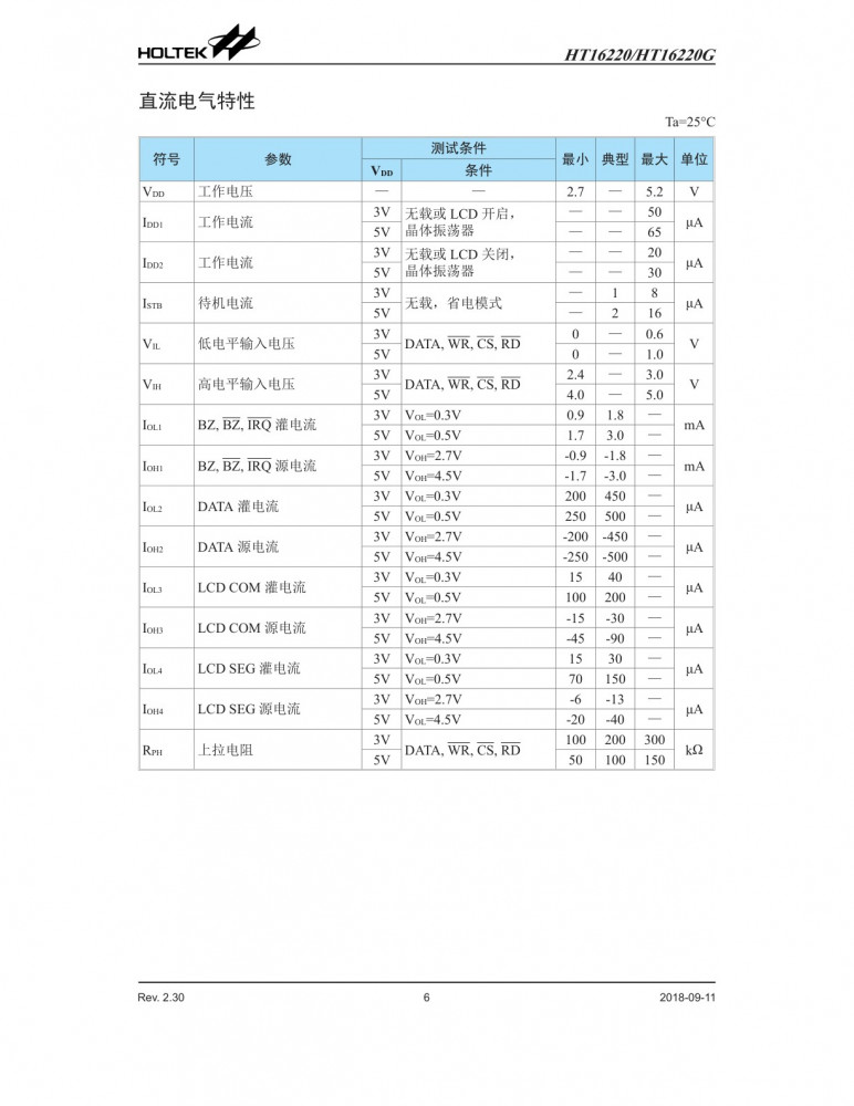HT16220 datasheet page 6
