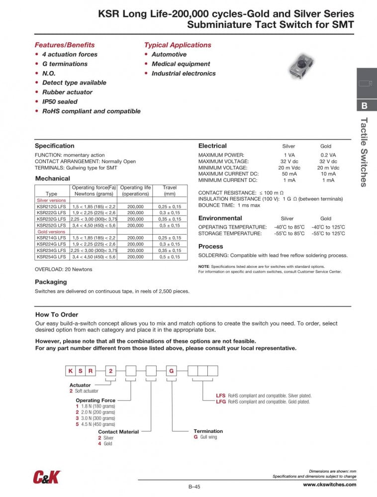 C&K KSR223GLFG datasheet page 3