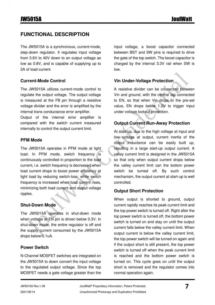 JW5015A datasheet page 7