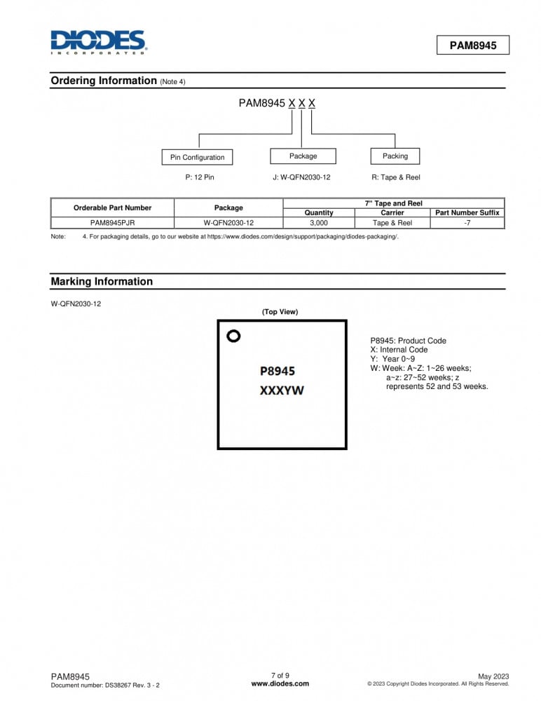 PAM8945PJR datasheet page 7