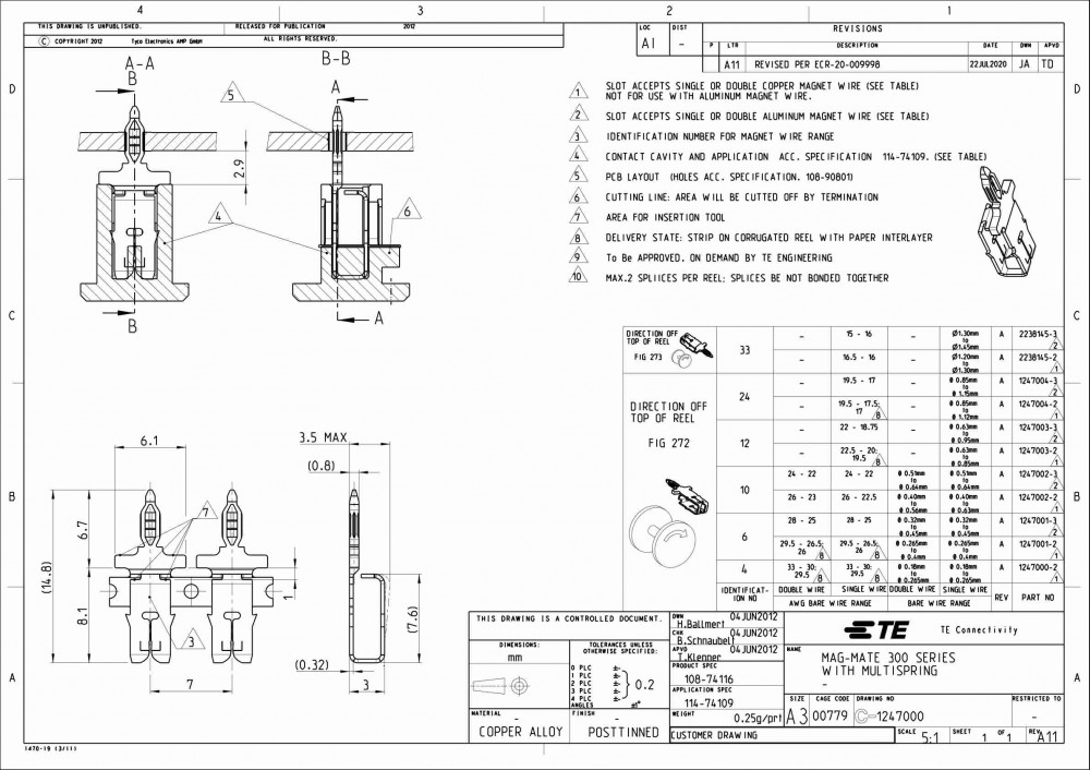 TE Connectivity 1247004-2 controlled drawing preview