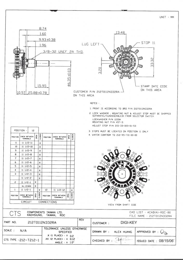 CTS 212T0112N332RA circuit connection drawing