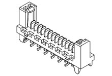 Picoflex Surface Mount Latched Vertical Header with PCB Pegs, 20 Circuits, Tin (Sn) Plating, Black