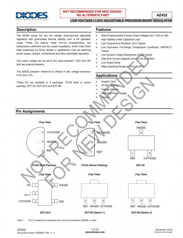 AZ432 datasheet page 1
