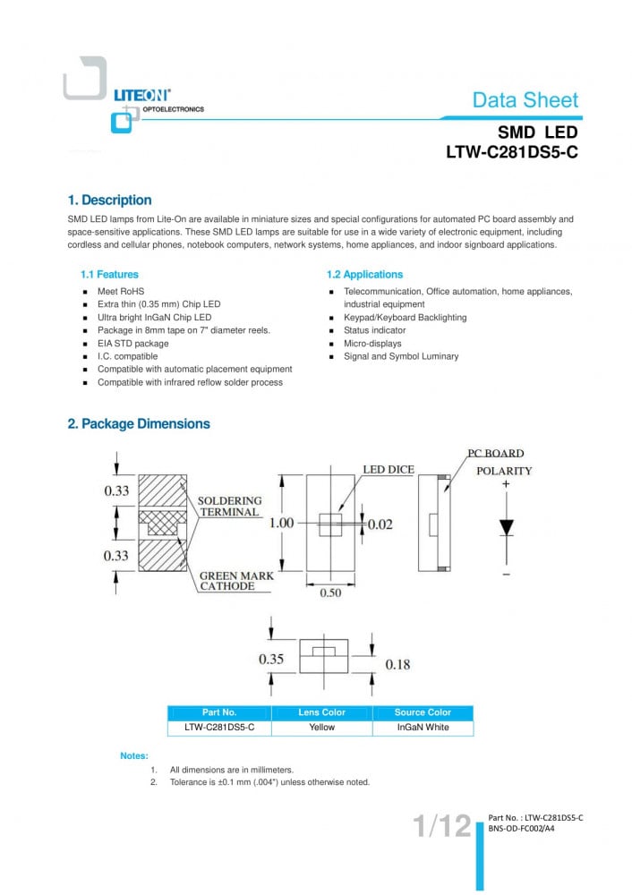 LTW-C281DS5-C datasheet page 2
