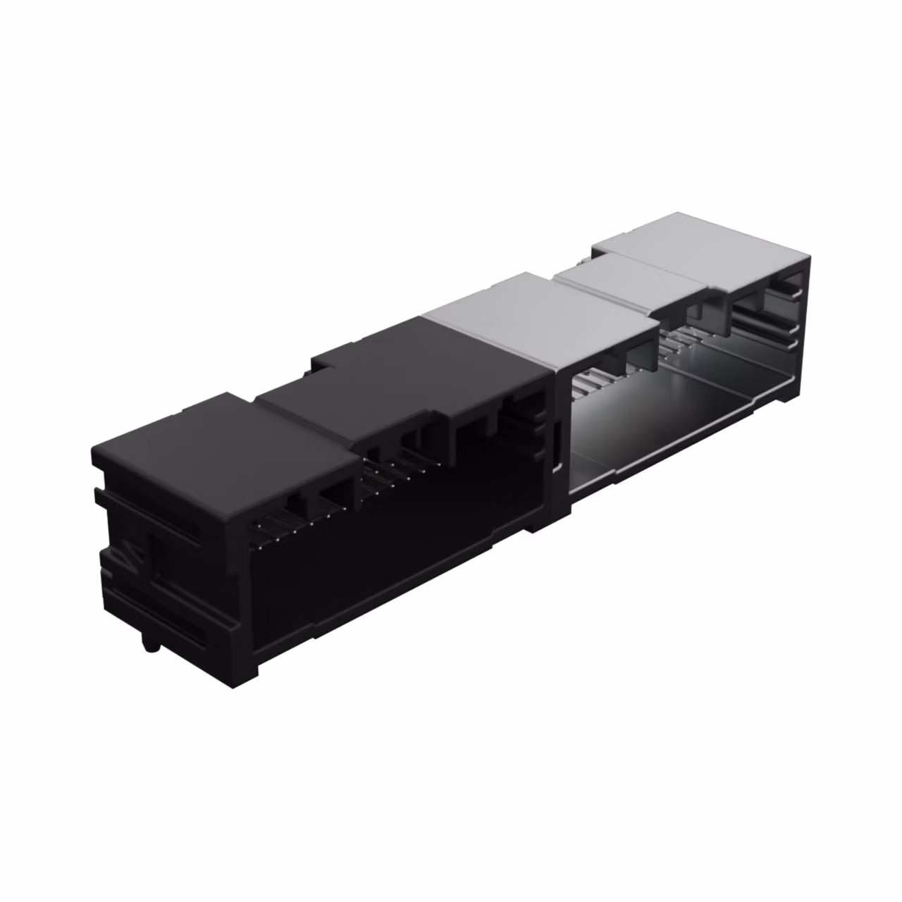 Mini50 Unsealed 2 Bay Right-Angle Headers, 68 Circuits / 64 Loaded, Bay A 34 Circuits / 32 Loaded Hybrid, 28 x 0.50mm Blades, 4 x 1.20mm Blades,  Polarization A, Black; Bay B 34 Circuits / 32 Loaded Hybrid, 28 x 0.50mm Blades, 4 x 1.20mm Blades, Polarizati for sale