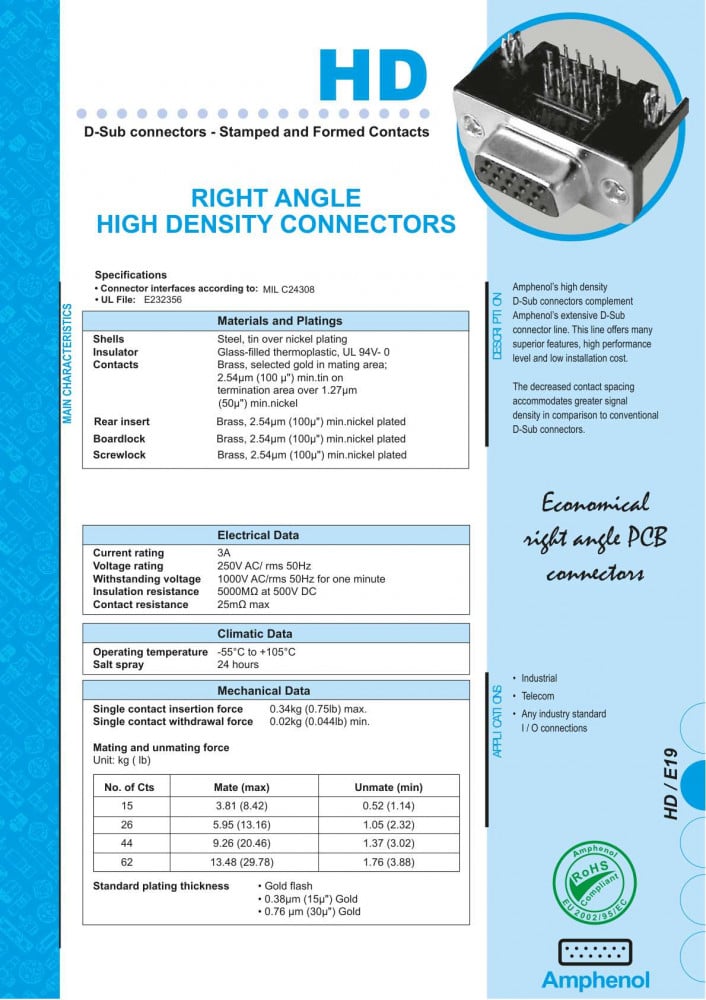 Amphenol L77HDA26SD1CH4F technical document page 1