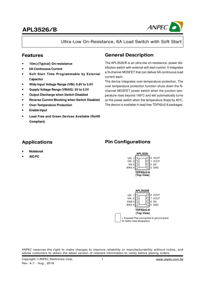APL3526QBI-TRG datasheet page 1