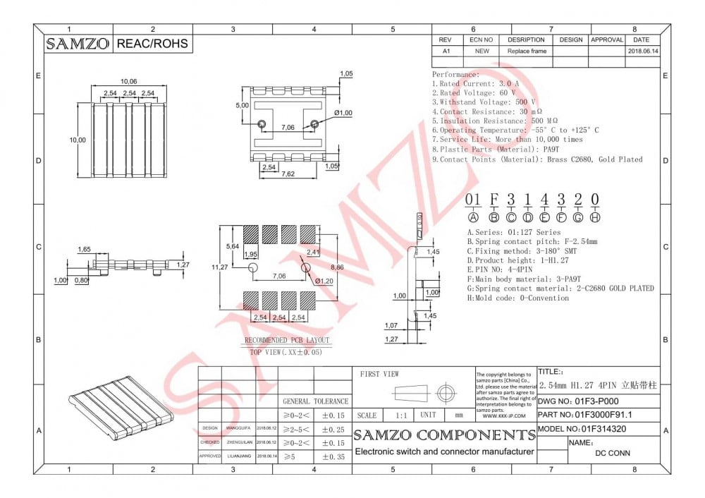 SAMZO 01F314320 technical drawing