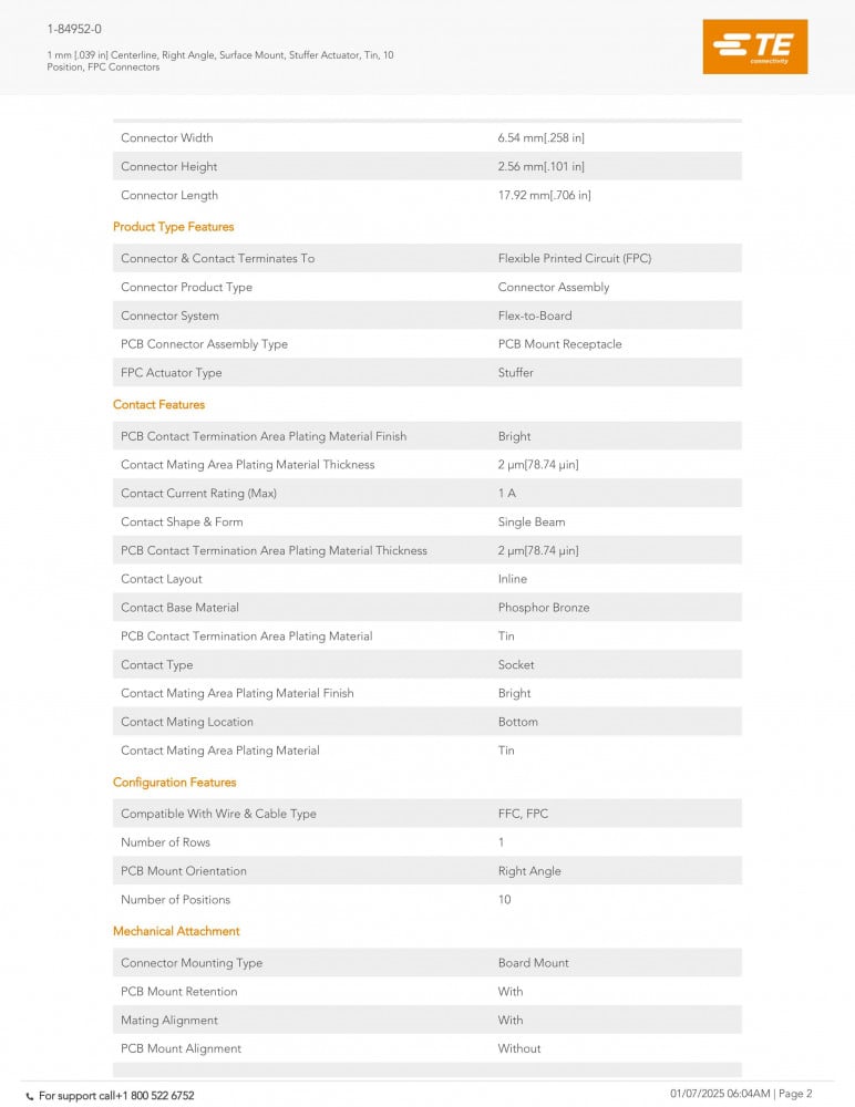 TE Connectivity 1-84952-0 technical document page 2