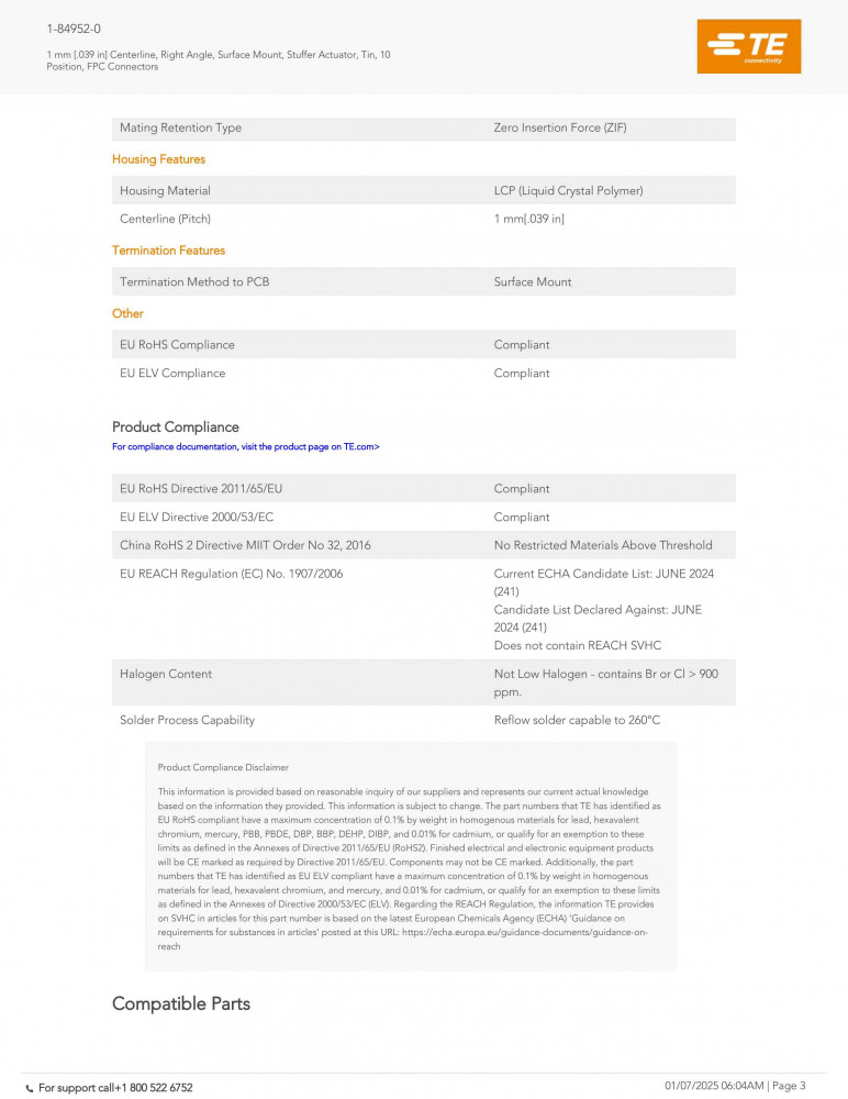 TE Connectivity 1-84952-0 technical document page 3