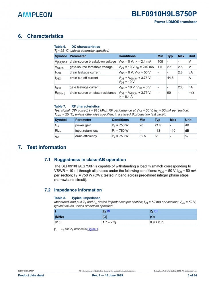 BLF0910H9LS750PJ datasheet page 3