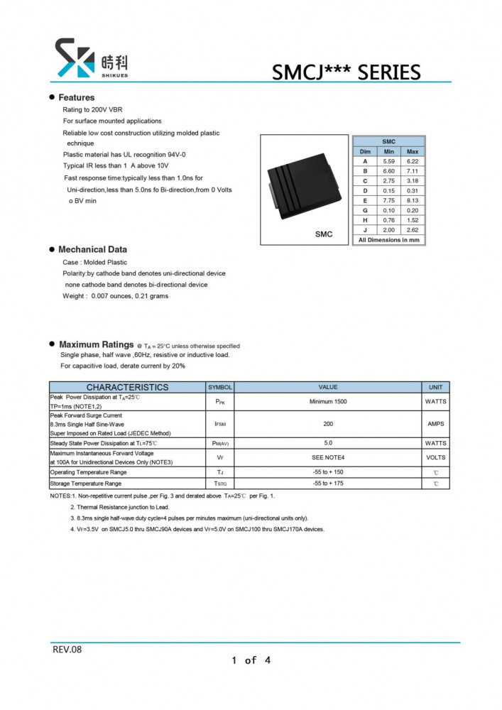SMCJ series datasheet page 1