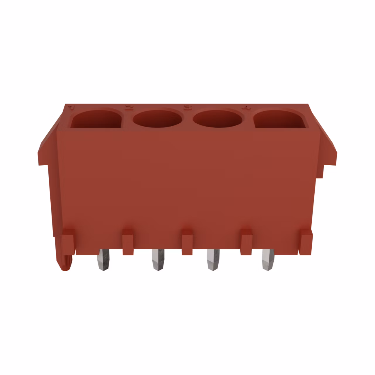 MLX Power Connector Header, 6.35mm Pitch, Vertical, with Compliant Polarizing Peg, Polyester 94V-0, Brick Red, 4 Circuits for sale