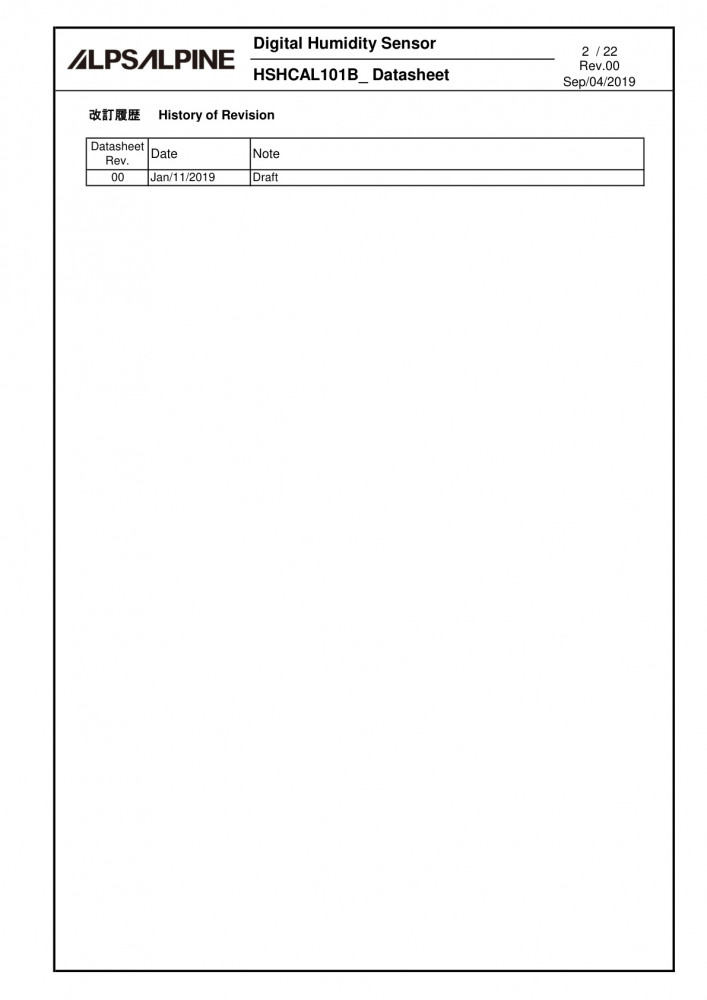 HSHCAL101B datasheet page 2