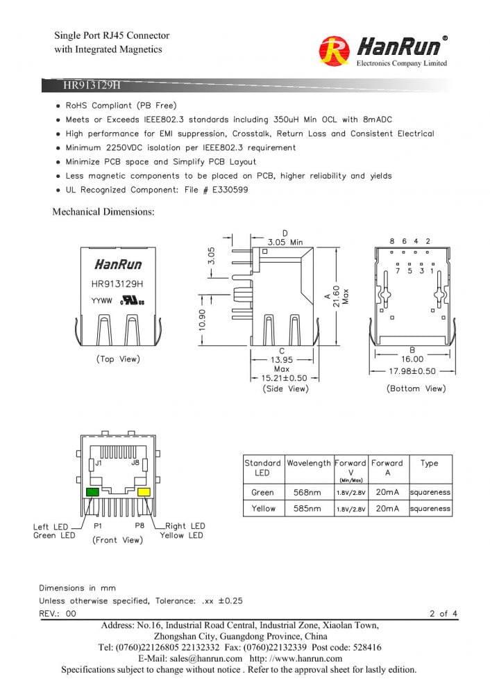 HR913129H datasheet page 2
