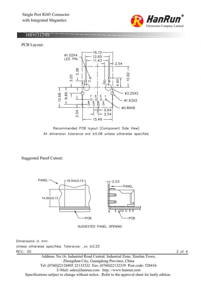 HR913129H datasheet page 3