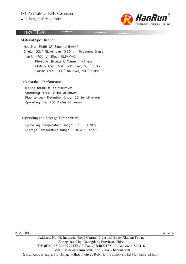 HR913129H datasheet page 4