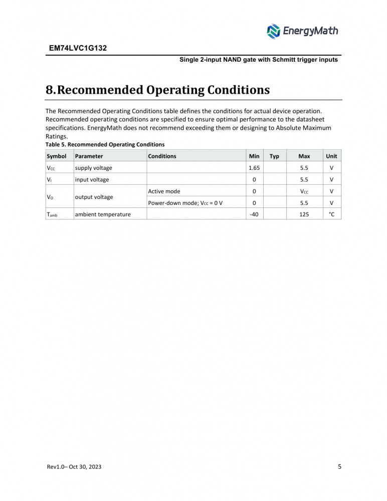 EM74LVC1G132 datasheet page 5