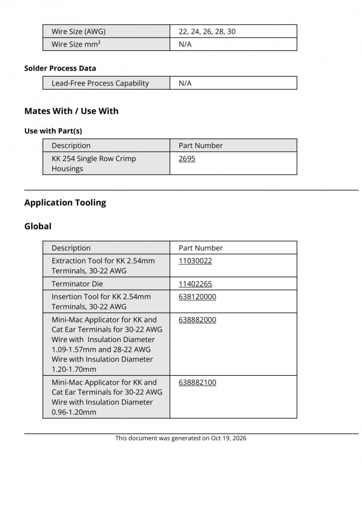 MOLEX KK 254 product specification page 3