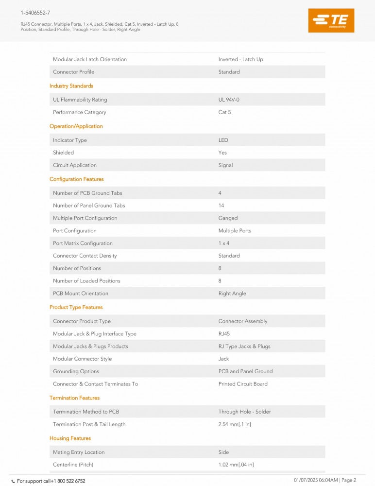TE Connectivity 1-5406552-7 technical document page 2