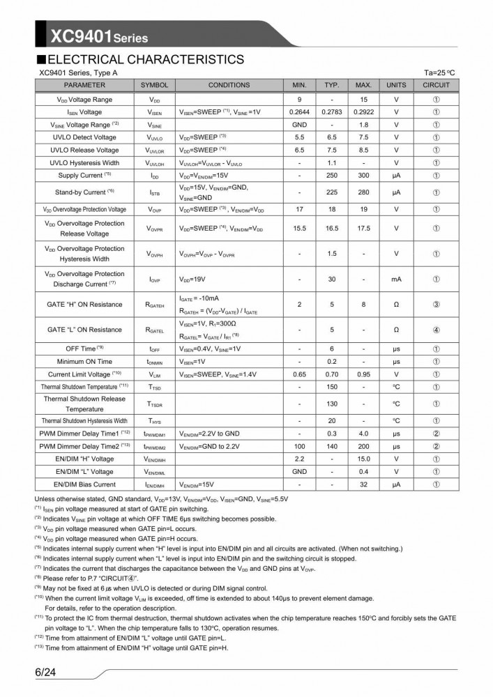 XC9401 series datasheet page 6