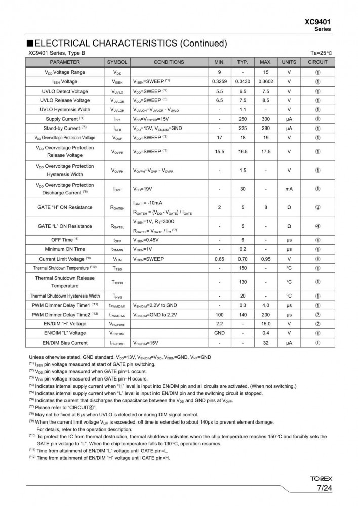 XC9401 series datasheet page 7
