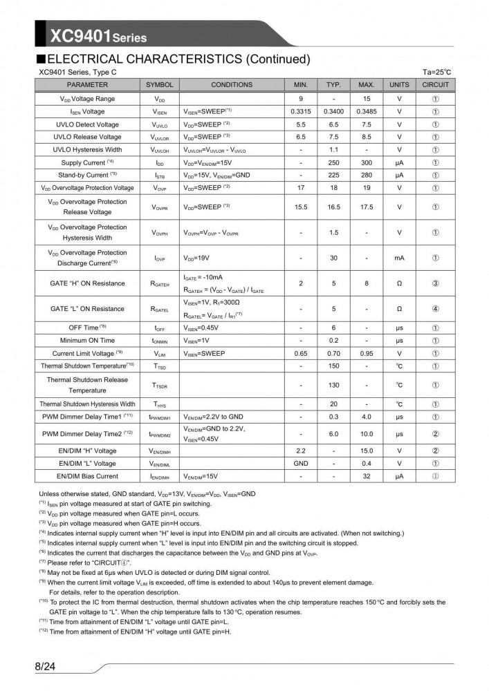 XC9401 series datasheet page 8