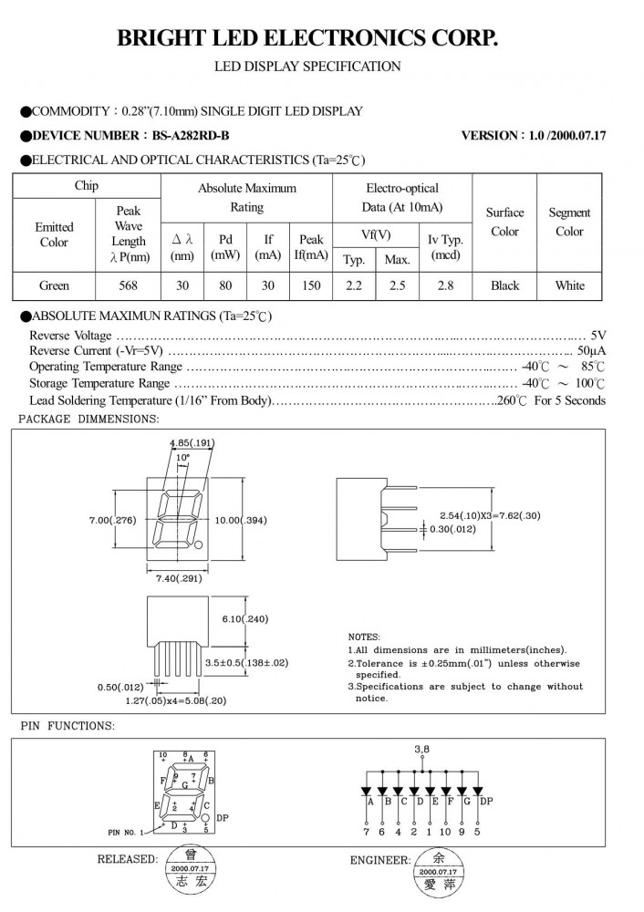 BS-A282RD-B technical document page 1