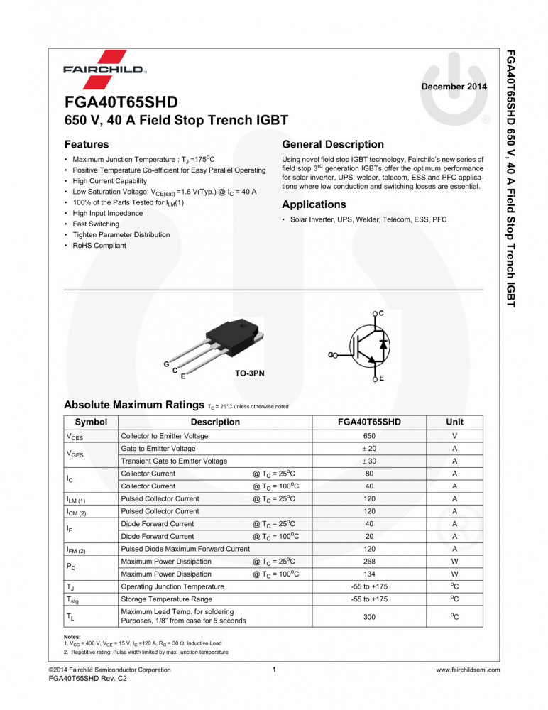 FGA40T65SHD datasheet page 2