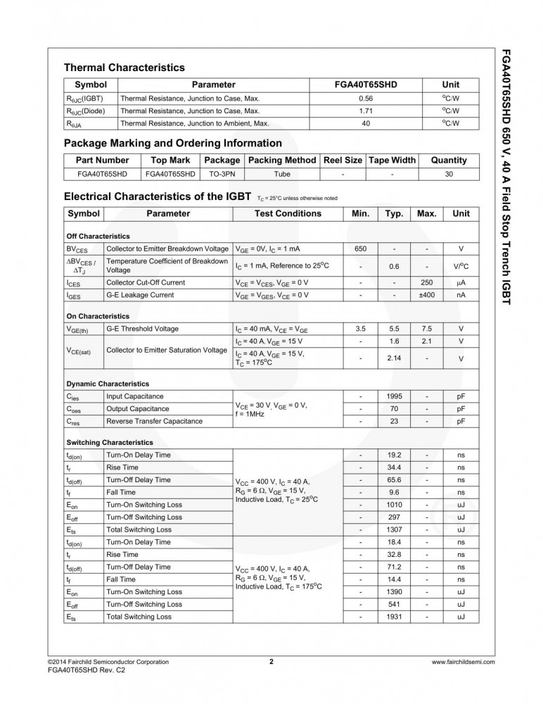 FGA40T65SHD datasheet page 3