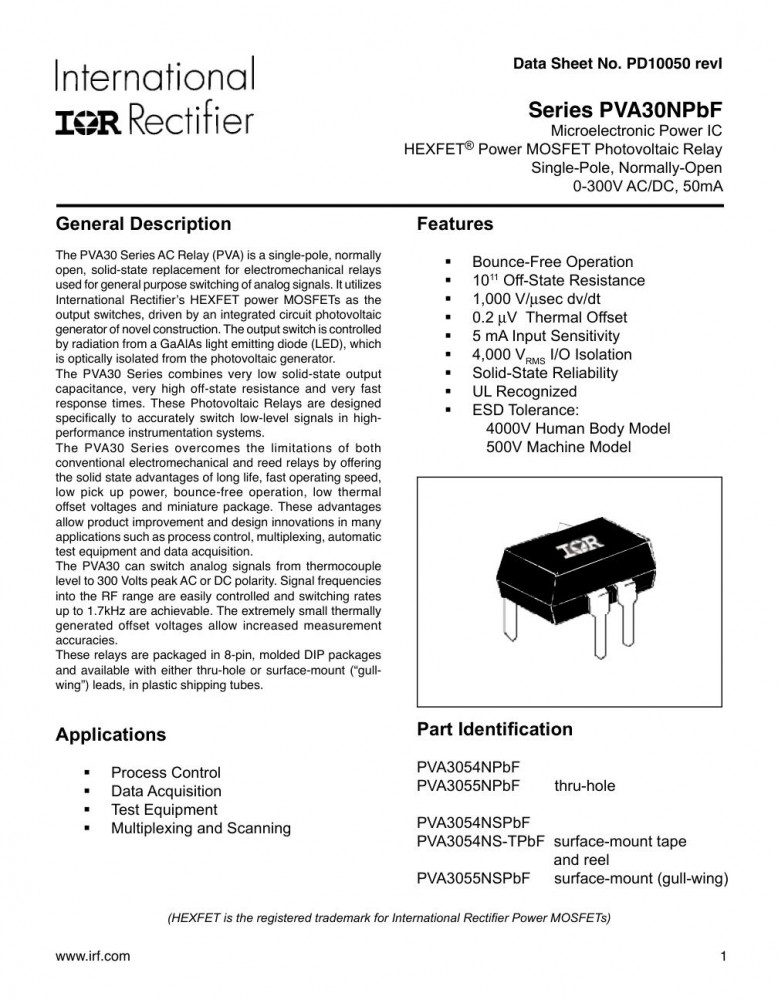 PVA3054NSPBF datasheet page 1