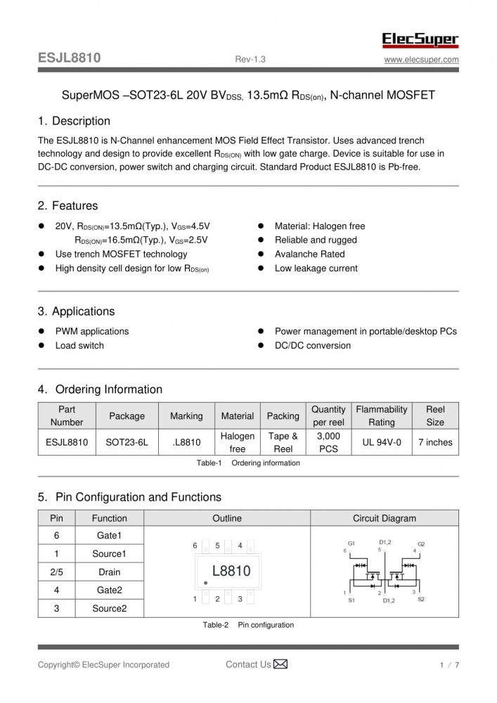 ESJL8810 datasheet page 1