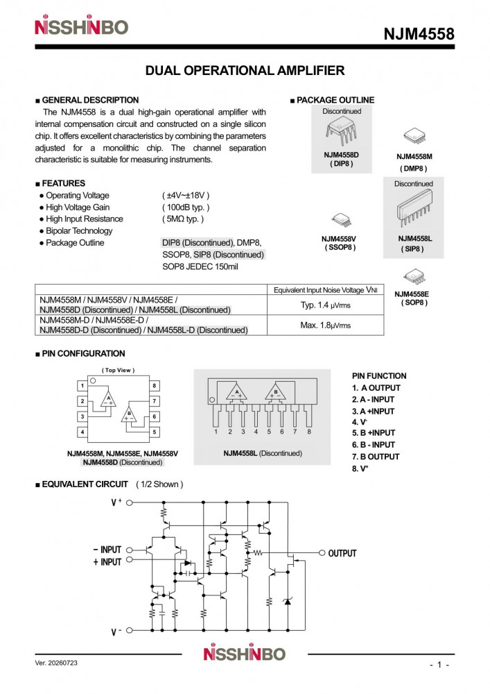 NJM4558 document preview, page 1