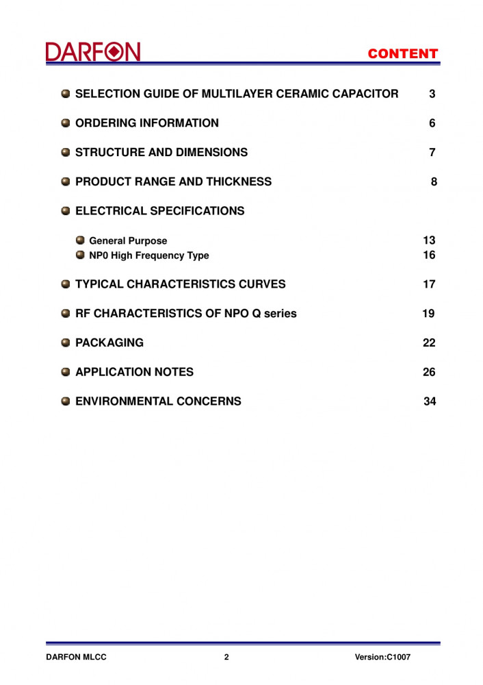 Darfon MLCC datasheet page 2
