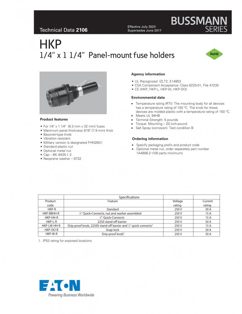 EATON BK/HKP-R product information page