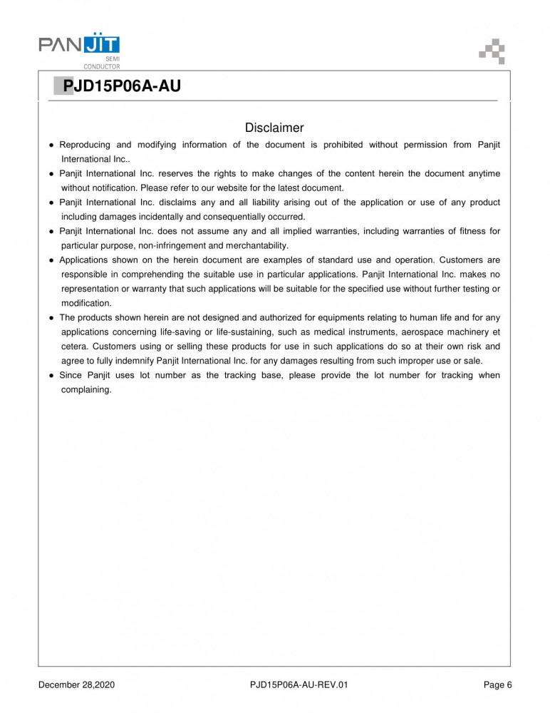 PJD15P06A-AU datasheet page 6