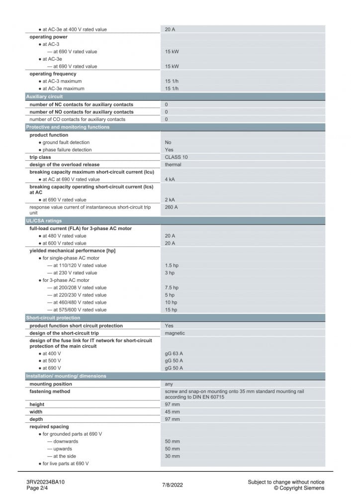 SIEMENS 3RV20234BA10 document page 2