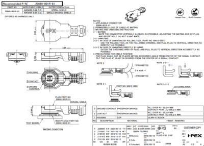 I-PEX 20566-001E-01 Coaxial RF Connector Assembly for sale