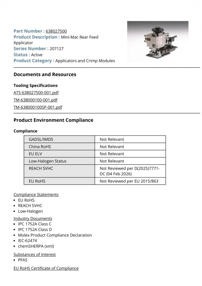 Tooling document preview, page 1
