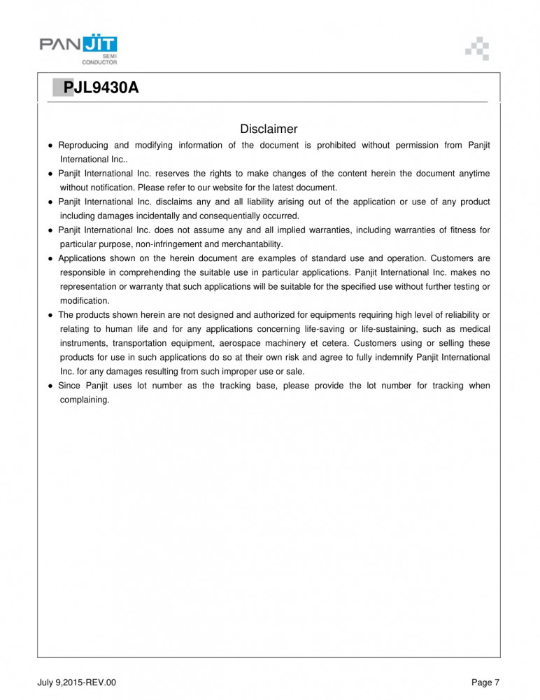 PJL9430A datasheet page 7