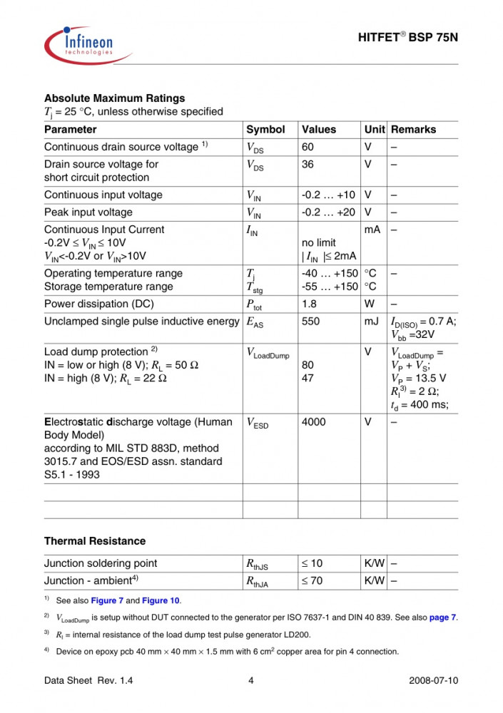 BSP75N datasheet page 4